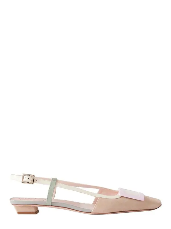 ROGER VIVIER Belle Vivier Buckled Suede Ballet Flats - Neutrals