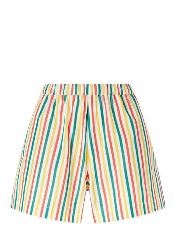 LIDO Striped Cotton-poplin Shorts - Yellow