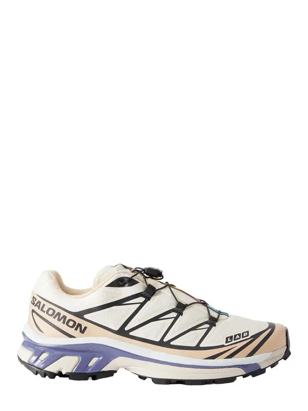 SALOMON Xt-6 Lace Up Rubber-trimmed Mesh Sneakers - Neutrals