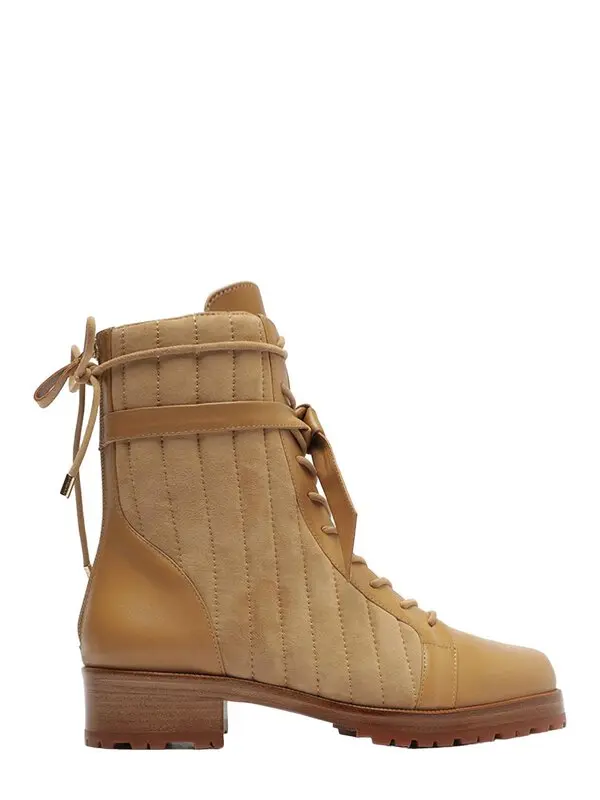ALEXANDRE BIRMAN Quilted Clarita Combat Bootie - Nut