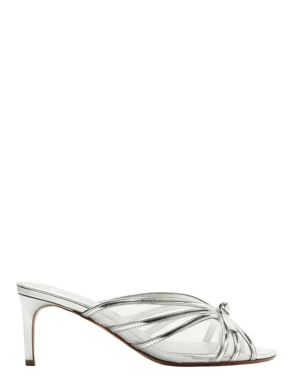 ALEXANDRE BIRMAN Slim Clarita Net 60 Heeled Mules - Silver