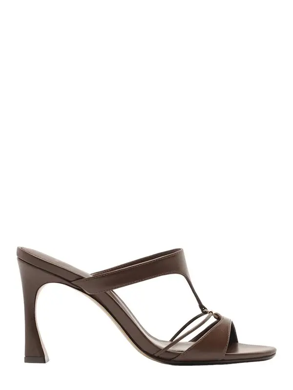ALEXANDRE BIRMAN Mimi 85 Leather Stiletto Sandals - Mousse