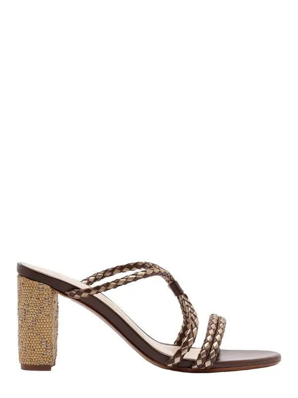 ALEXANDRE BIRMAN Elba 75 Braided Strap Heeled Mules - Brown