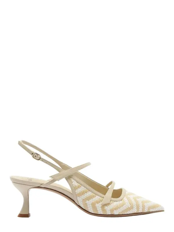 ALEXANDRE BIRMAN Tita Raffia Zig 60 Slingback Pumps - Eggshell