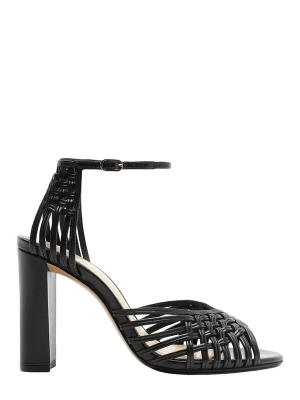 ALEXANDRE BIRMAN Lilian 90 Braided Leather Sandals - Black