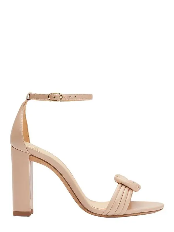 ALEXANDRE BIRMAN Vicky 90 Leather Block Heel Sandals With Knot Detail - Light Sand