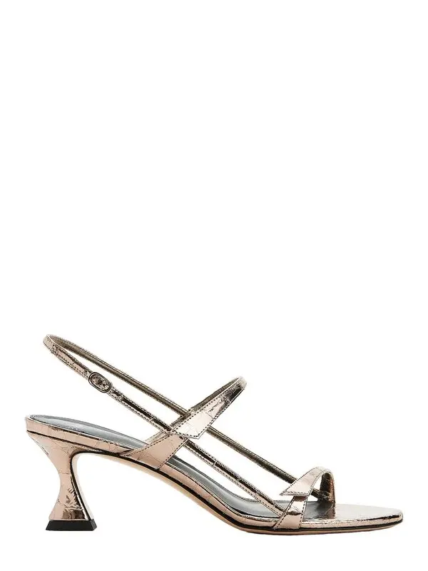 ALEXANDRE BIRMAN Tita Cage 60 Metallic Leather Sandals - Light Grafite