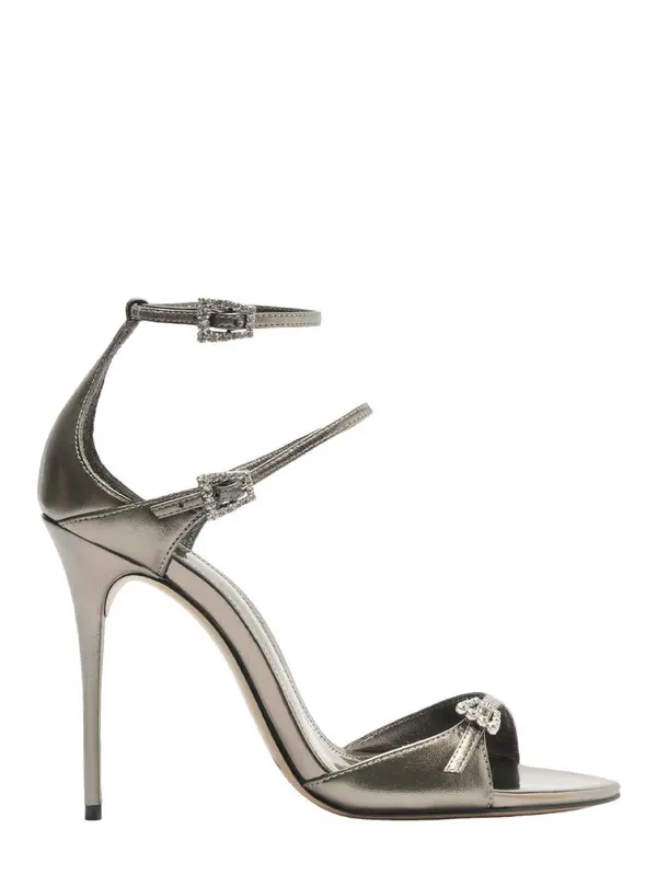 ALEXANDRE BIRMAN Ciara Crystals Stiletto Heel Sandals - Pewter