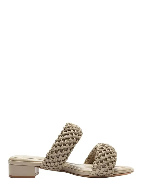 ALEXANDRE BIRMAN Lilla Woven Block Heel Sandals - Chalk