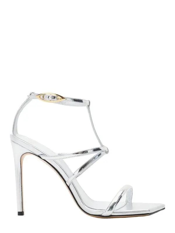 ALEXANDRE BIRMAN Phoebe Silver Strappy Stiletto Sandals - Argento