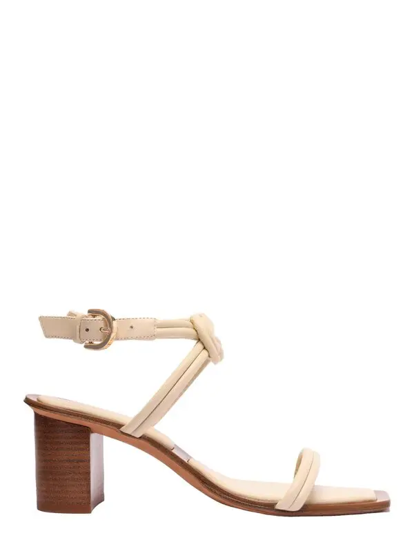 ALEXANDRE BIRMAN Vicky Square Block 60 Nappa Leather Sandals - Eggshell