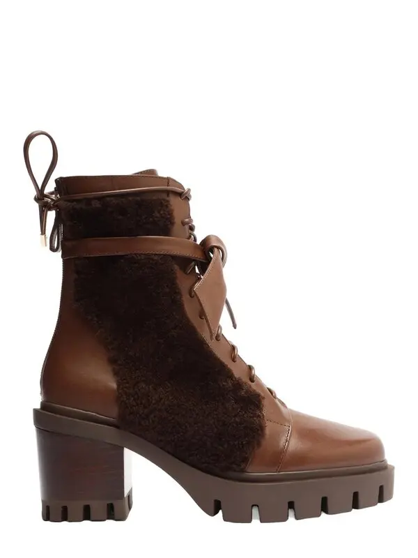 ALEXANDRE BIRMAN Shearling Clarita Combat Bootie 65 - Mousse