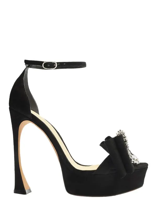 ALEXANDRE BIRMAN Maddie 130 Embellished Bow High Heel Platform Sandals - Black