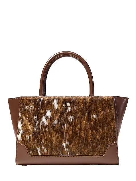 JULY Juliette Winged Cow Print Crossbody Bag - Brown