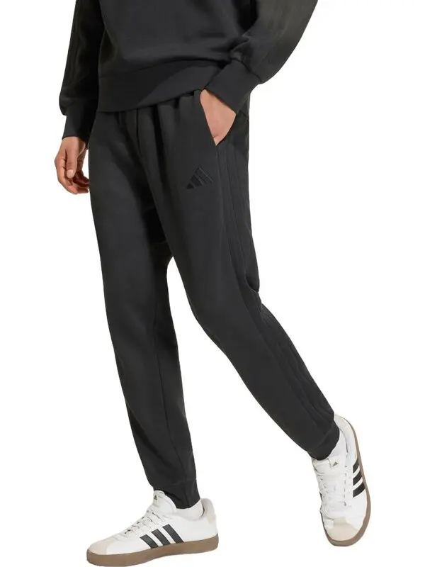 Adidas Essentials 3-stripes Fleece Pants Black - Black / Black