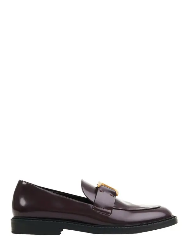 Chloé Marcie Slip-on Loafers With Logo Detail - Deep Ruby Red Color