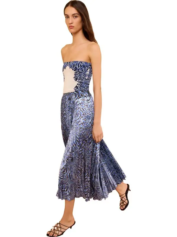 Ulla Johnson Celia Satin Midi Skirt - Lapis