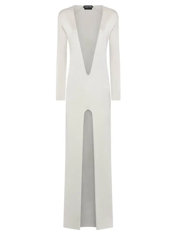 TOM FORD Knitted Plunge-neck Maxi Dress - Silver