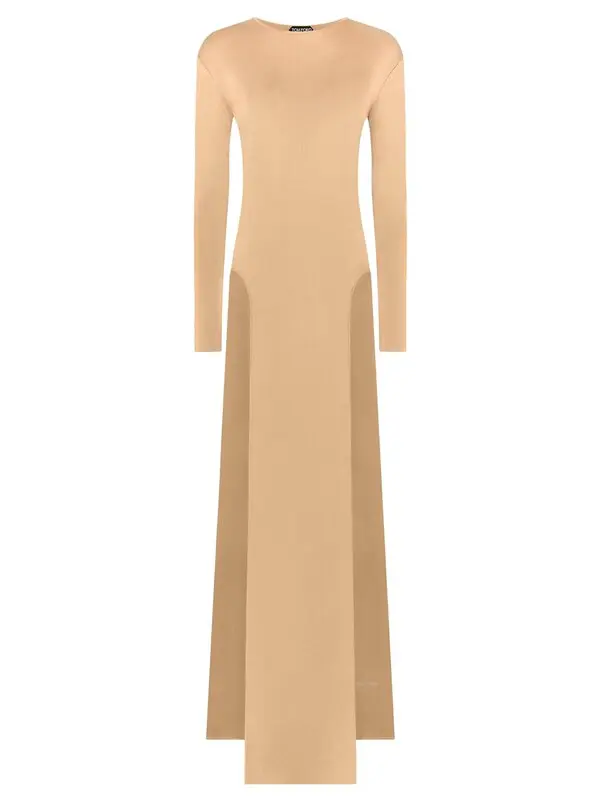 TOM FORD Knitted Maxi Dress With Double Slits - Beige