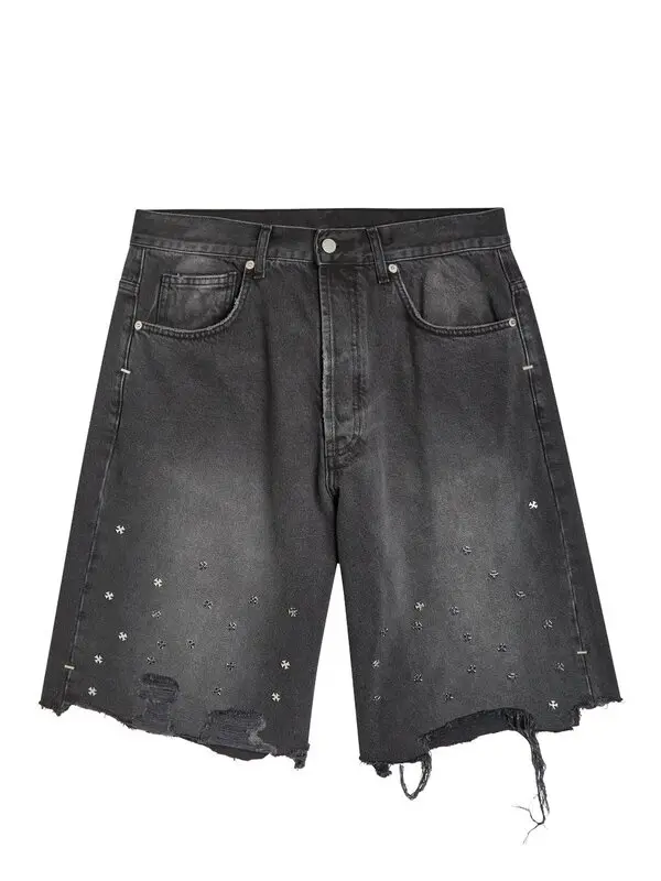 ASKYURSELF Embellished Denim Shorts - Black