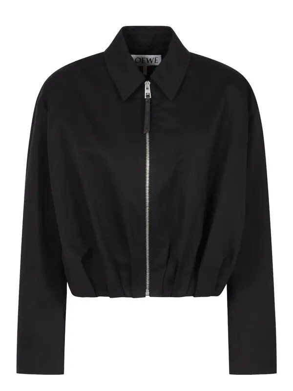 Loewe Draped Jacket With Pleated Details - Black