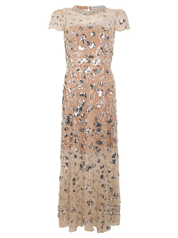 SELF-PORTRAIT Sequin Embellished Maxi Dress - Silver