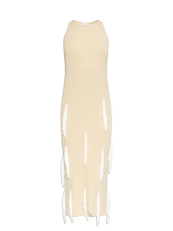 IRO PARIS Sleeveless Fringe Midi Dress - Beige