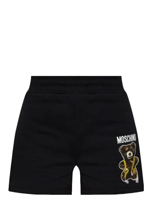 Moschino Teddy Logo Sweat Shorts - Black