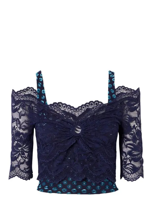 Rabanne Lace Off-the-shoulder Top - Black