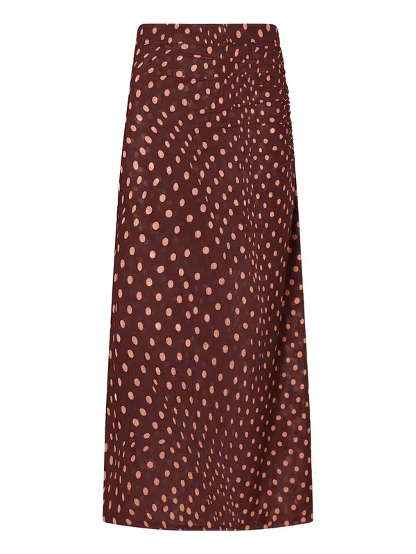 Stella McCartney Polka Dot Ruched Zipped Midi Skirt - Red