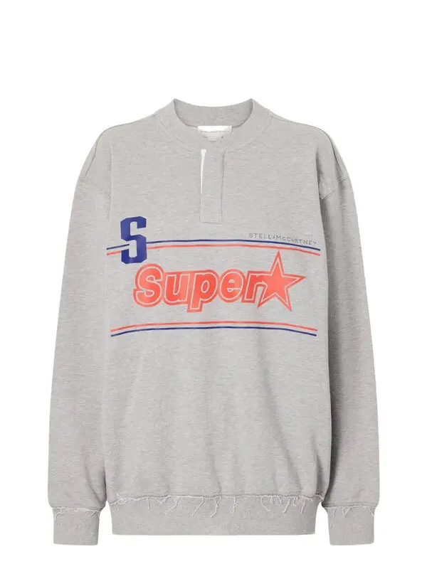 Stella McCartney Distressed Sweatshirt With Half-zip Neckline - Gray