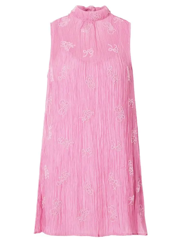 Staud Embellished Crinkled Organza Mini Dress - Pink