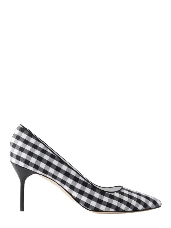 Manolo Blahnik Bb 70 Checked Woven Pumps - Black
