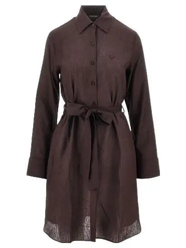 Emporio Armani Belted Shirt Dress - Black
