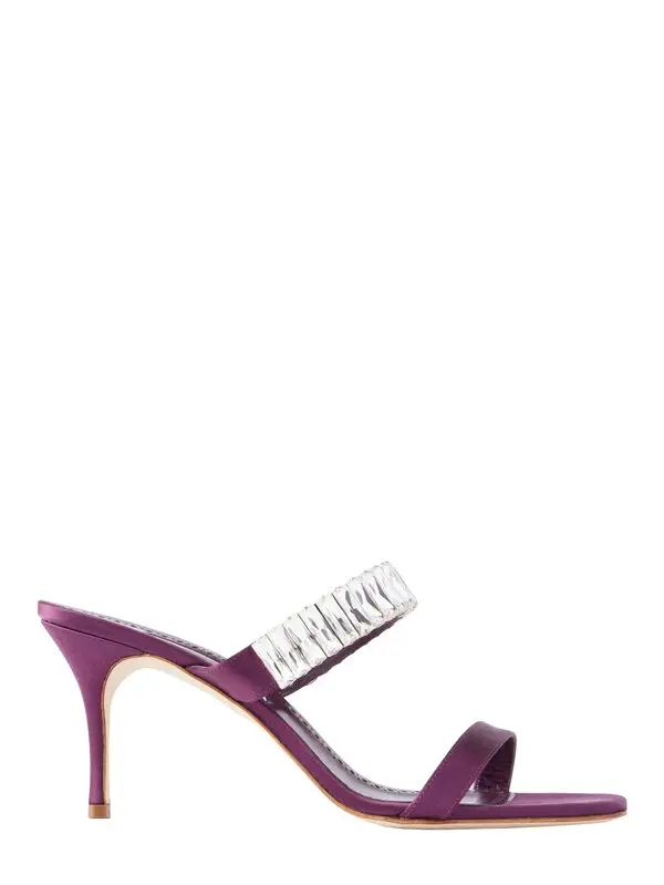 Manolo Blahnik Crystal-embellished Satin Sandals - Red