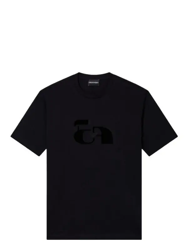 Emporio Armani Logo Embroidered Crewneck T-shirt - Black