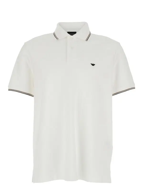 Emporio Armani Button Detailed Short-sleeved Polo Shirt - White