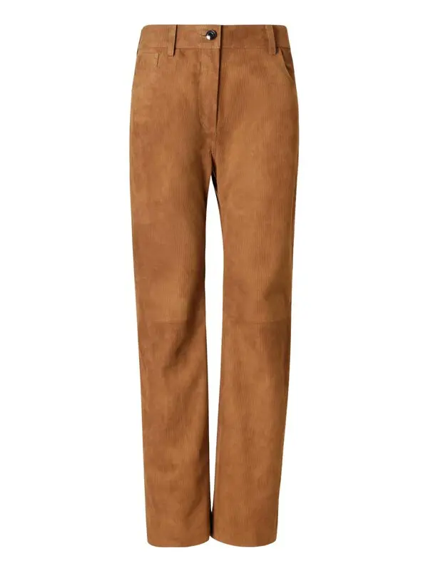 Magda Butrym Suede Corduroy Straight-leg Pants - Brown