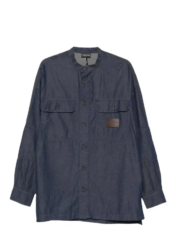 Emporio Armani Logo Patch Button-up Shirt - Black