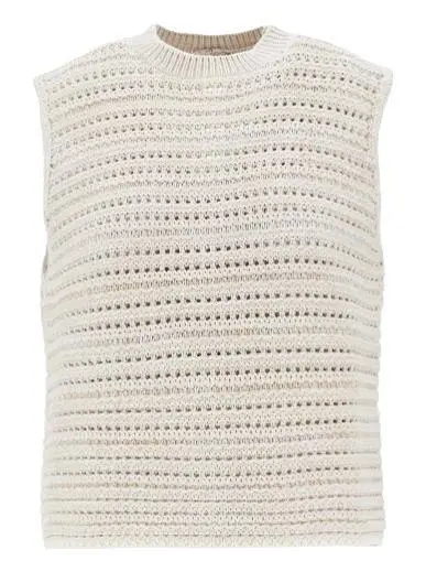 Emporio Armani Pointelle Knit Sleeveless Top - Beige