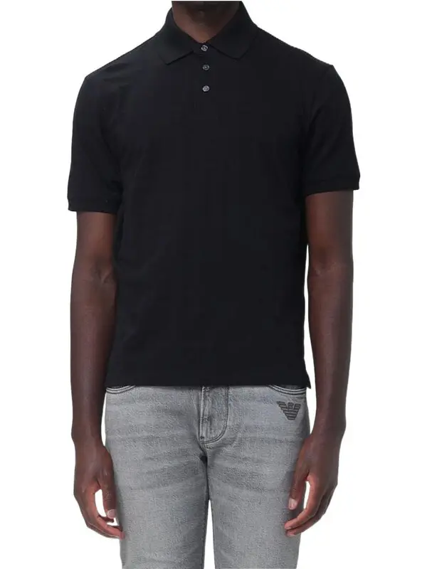 Emporio Armani Cotton Jersey Polo Shirt - Black
