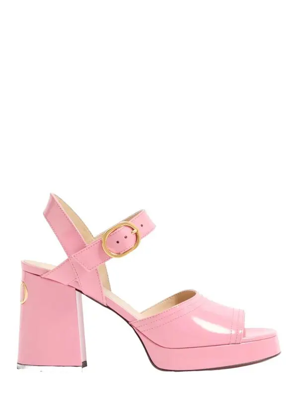 Valentino Garavani Fawcette Platform Sandals In Polished Calfskin 100mm - Pink