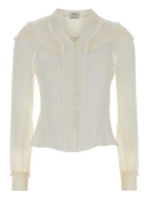 Alexander McQueen Ruffled Silk-chiffon Shirt - White