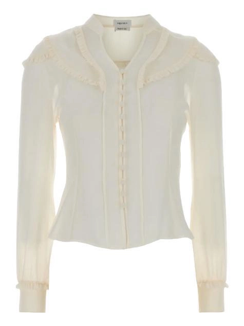 Alexander McQueen V-neck Ruffled Blouse - White