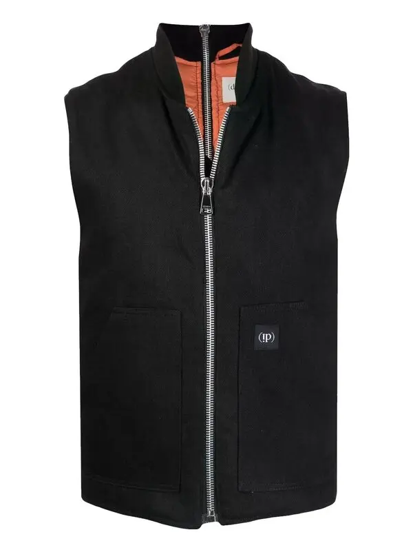 (DI)VISION Logo-patch Zip-up Gilet - Black
