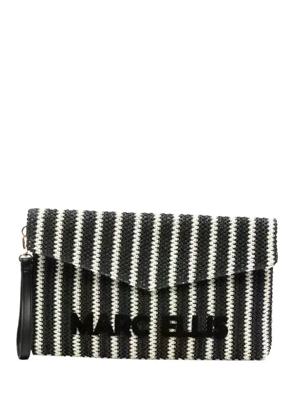 MARC ELLIS Striped Logo-patch Clutch Bag - Black