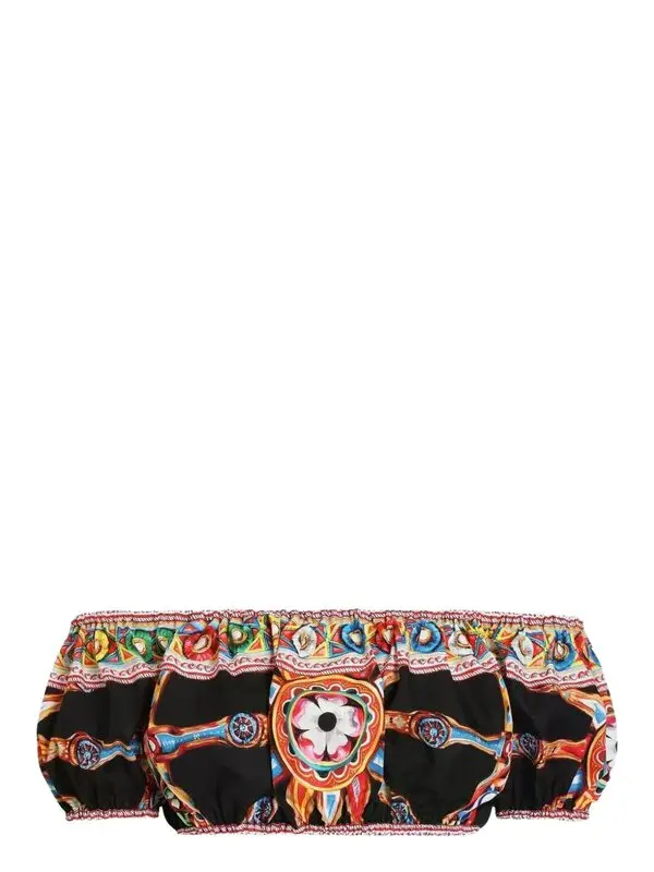 Dolce & Gabbana Carretto Print Poplin Top - Black