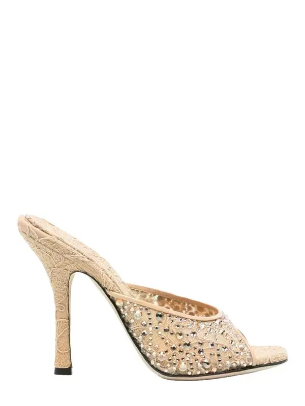 Ermanno Scervino Crystal-embellished Lace Sandals - Neutrals