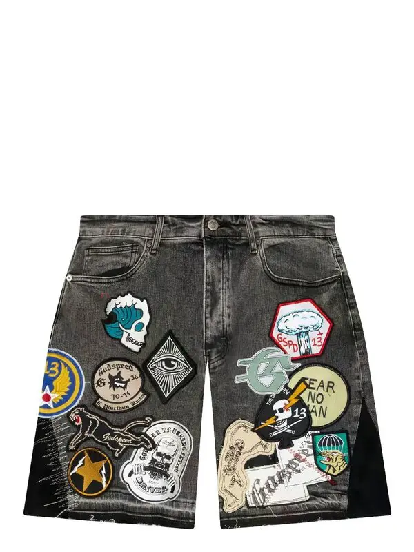 GODSPEED V2 Patchwork Denim Shorts - Grey