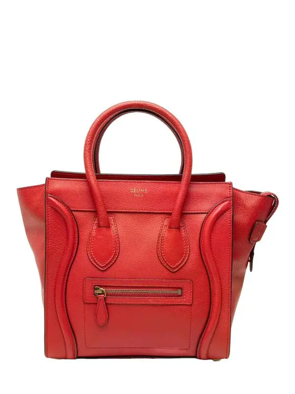 Celine Micro Calfskin Luggage Tote Bag - Red
